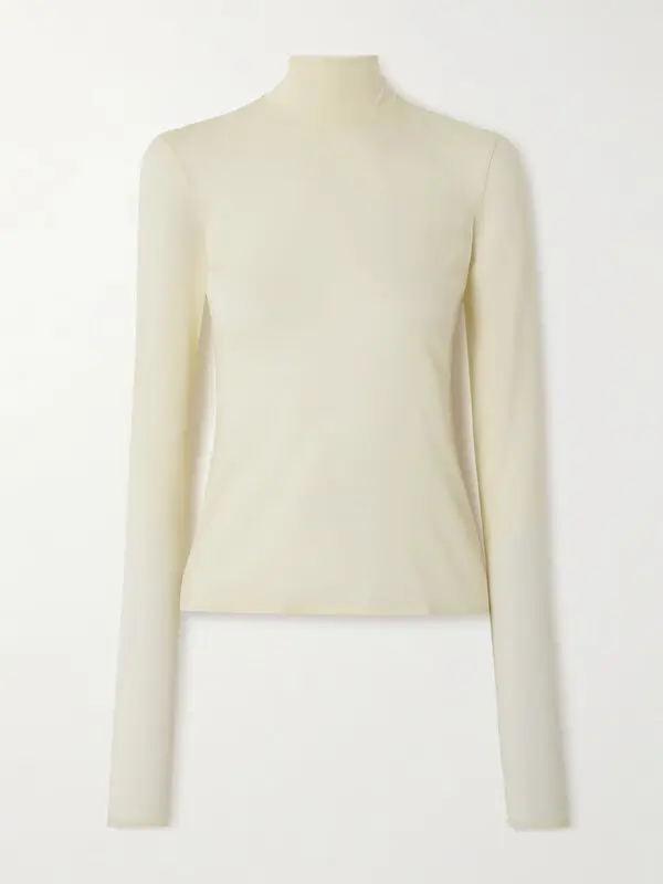 JIL SANDER Jersey Turtleneck Top - Neutrals