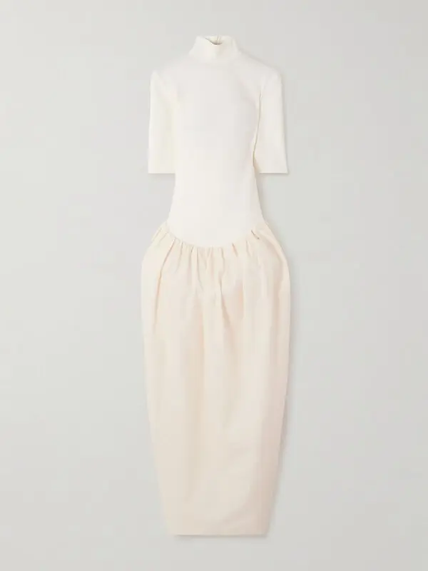 Magda Butrym Asymmetric Pleated Cotton-Poplin Dress In Cream - 60% Off |  Editorialist