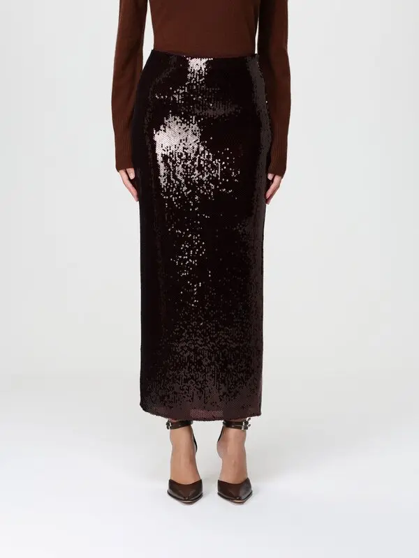 Patrizia Pepe Sequin Midi Skirt - Burgundy
