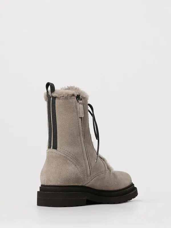 Brunello Cucinelli Lace Up Combat Boots - Ice
