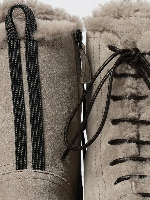 Brunello Cucinelli Lace Up Combat Boots - Ice