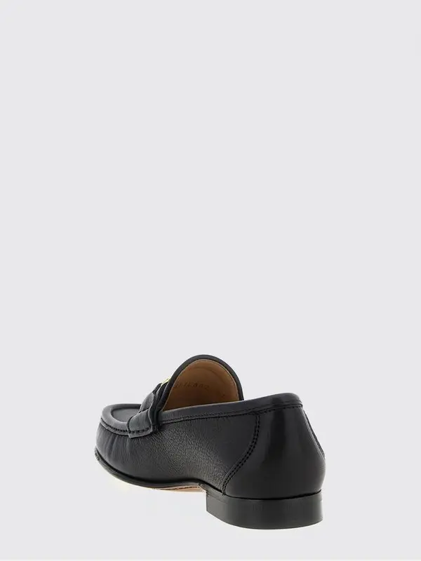 Valentino Garavani Leather Loafers With Gold Tone Detail - Black