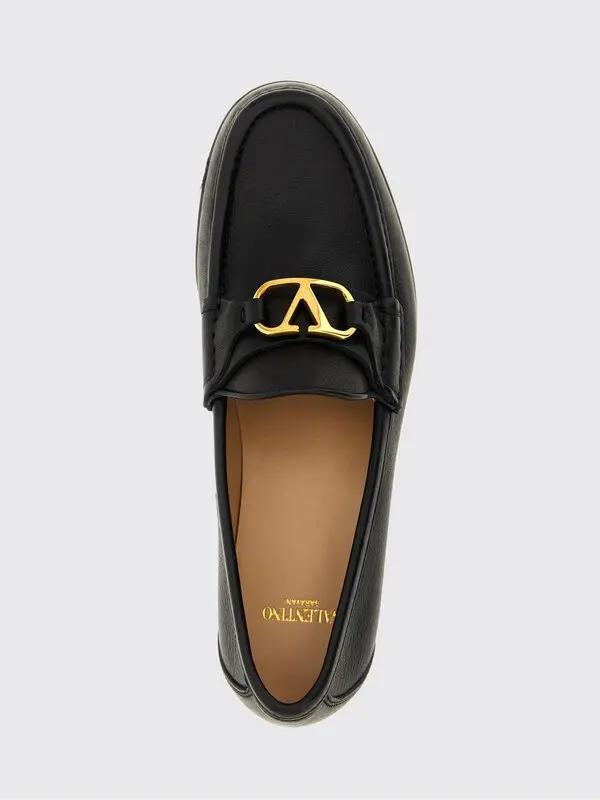 Valentino Garavani Leather Loafers With Gold Tone Detail - Black