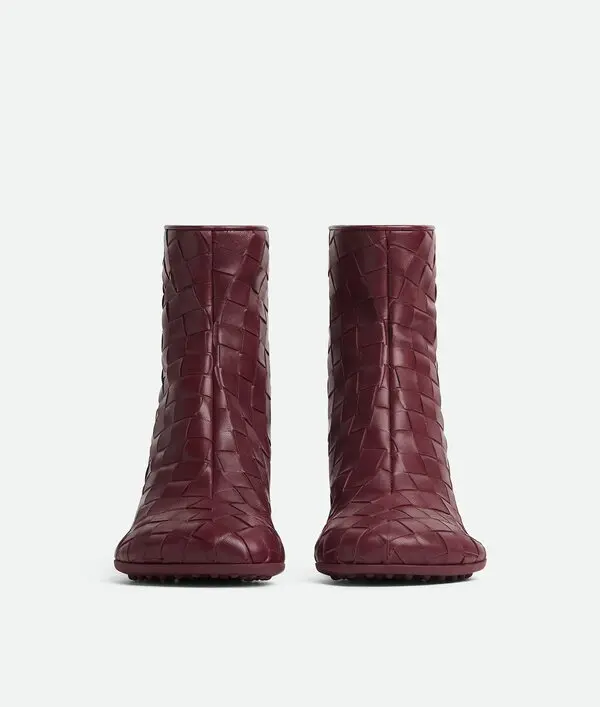 Bottega Veneta Intrecciato Leather Kitten Heel Ankle Boots