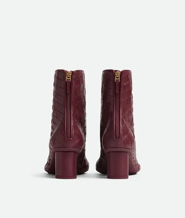 Bottega Veneta Intrecciato Leather Kitten Heel Ankle Boots