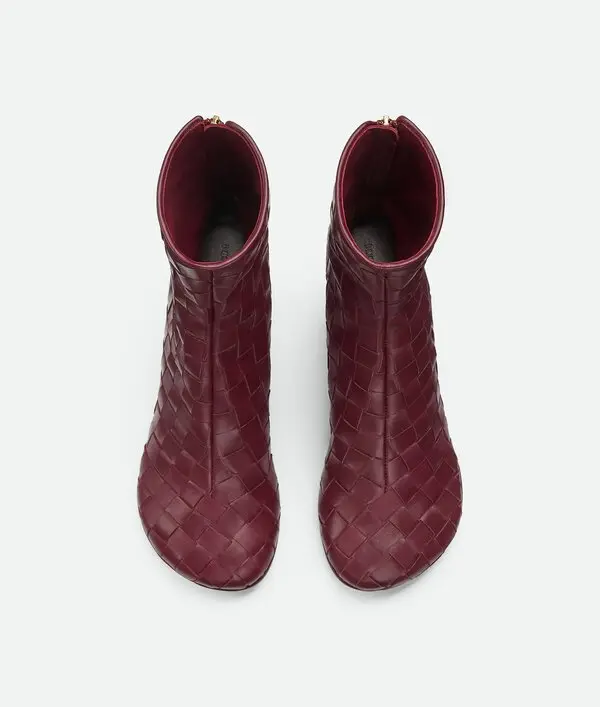 Bottega Veneta Intrecciato Leather Kitten Heel Ankle Boots