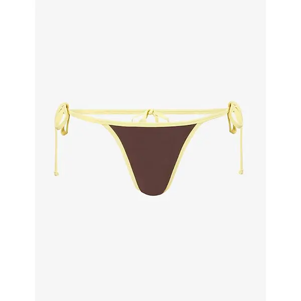 RU & ROCKA Contrast-piping Bikini Bottoms - Brown