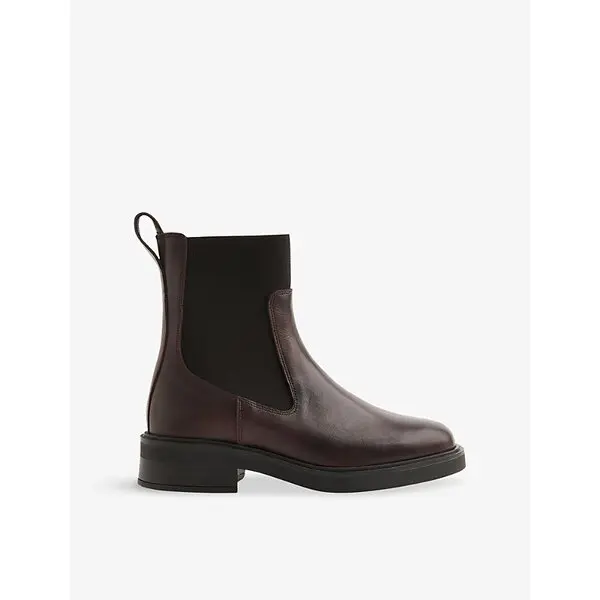 Whistles Elasticated Leather Chelsea Boots - Plum/claret