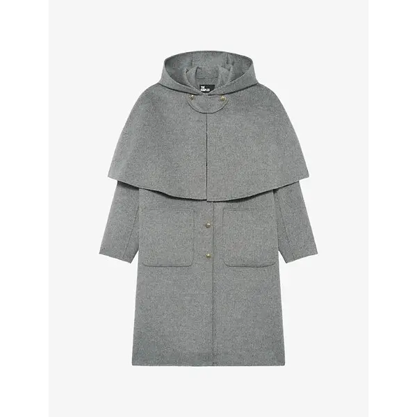 The Kooples Wool-blend Caped Hooded Coat