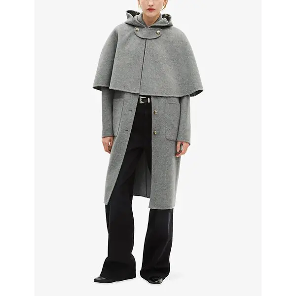 The Kooples Wool-blend Caped Hooded Coat