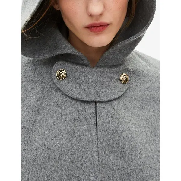 The Kooples Wool-blend Caped Hooded Coat