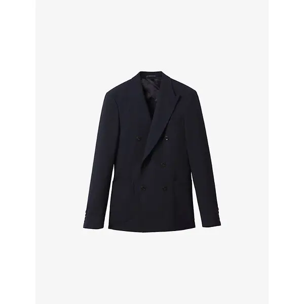 REISS Belmont Regular-fit Double-breasted Stretch-woven Blazer - Navy