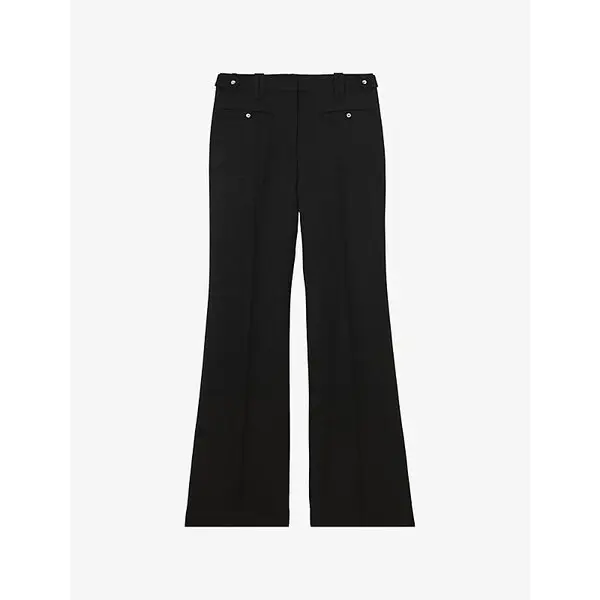 REISS Atelier Athena Flared Wool Trousers - Black
