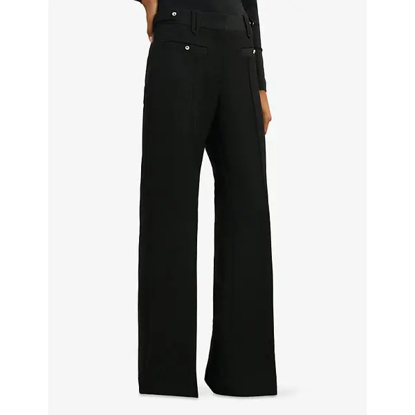 REISS Atelier Athena Flared Wool Trousers - Black