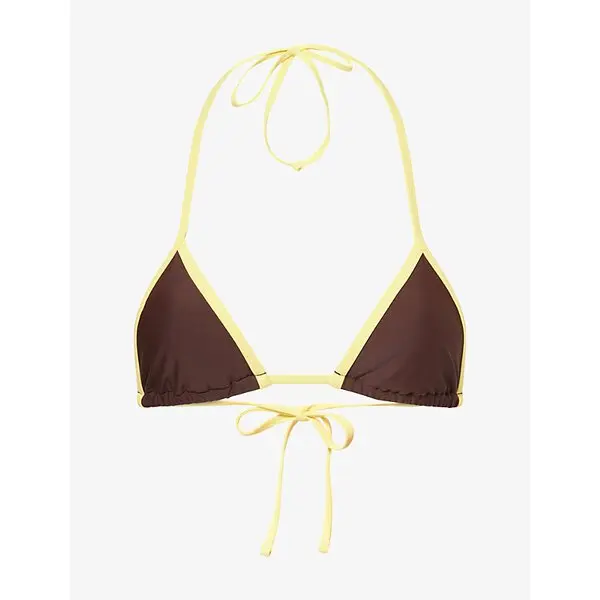 RU & ROCKA Piping Triangle Bikini Top - Brown