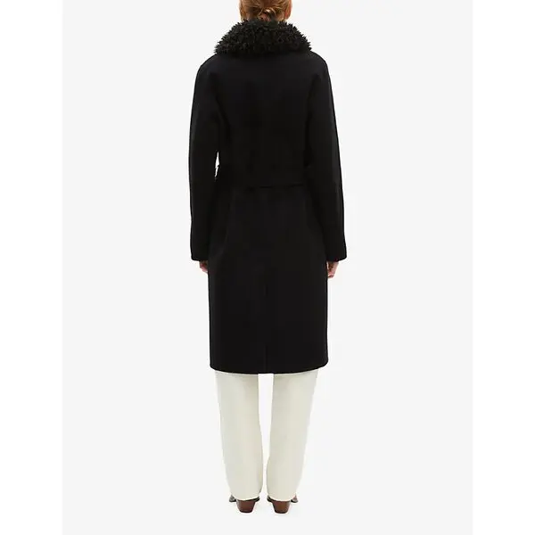 The Kooples Wool-blend Coat With Faux-fur Collar
