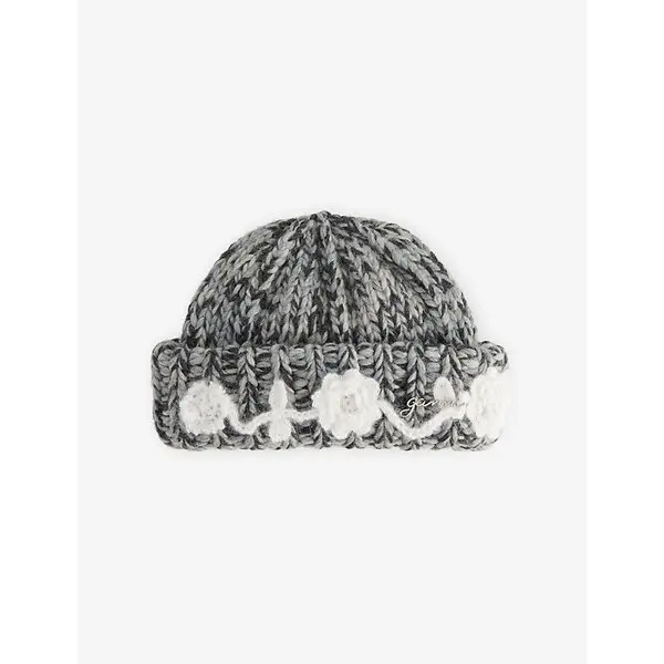 GANNI Crochet Wool-blend Beanie - Phantom