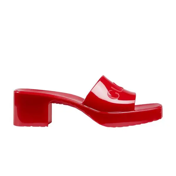 Gucci 60mm Heeled Slide Sandal - Red