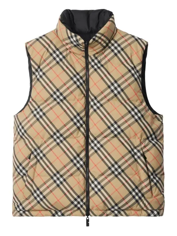 Burberry Logoed Down Vest - Beige