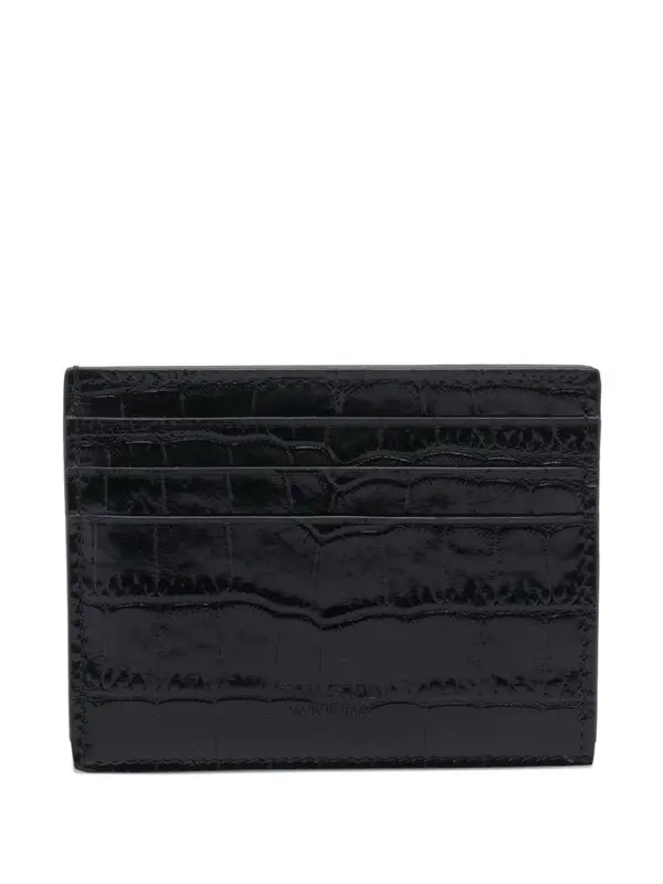 TOM FORD Shiny Crocodile-print Leather Card Holder - Black