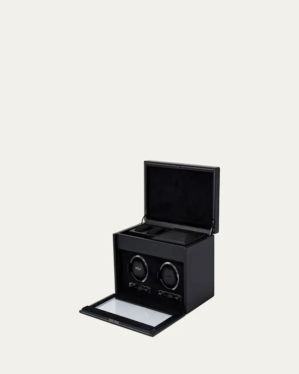 Wolf British Racing Double Watch Winder With Storage