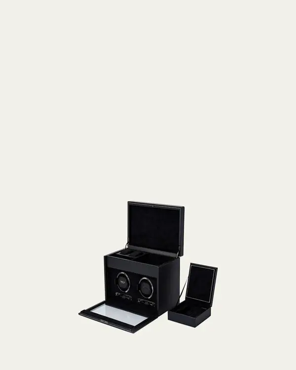 Wolf British Racing Double Watch Winder With Storage