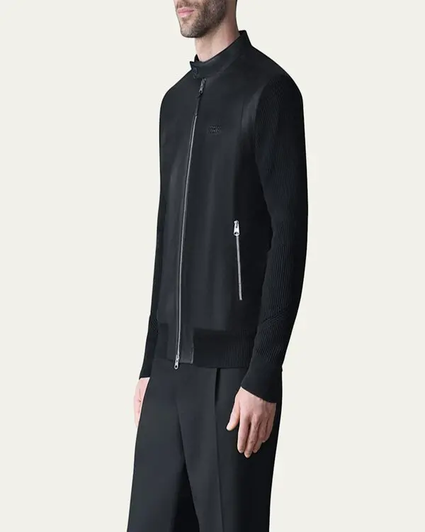 Mackage Faux Leather Knit-trim Jacket