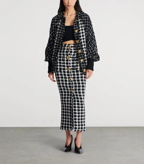 Balmain Tweed Bomber Jacket - Black