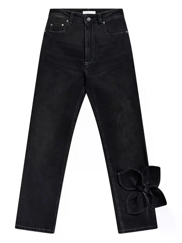 AREA Bow Embellished Straight-leg Jeans