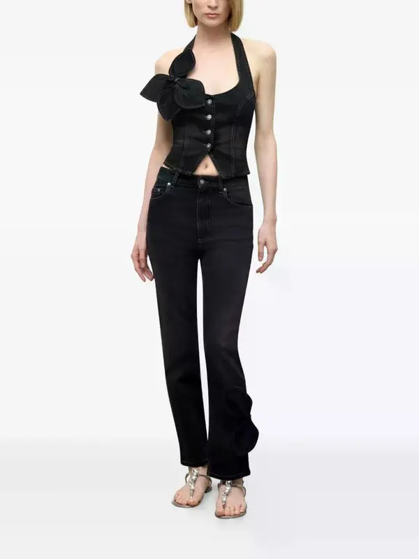 AREA Bow Embellished Straight-leg Jeans