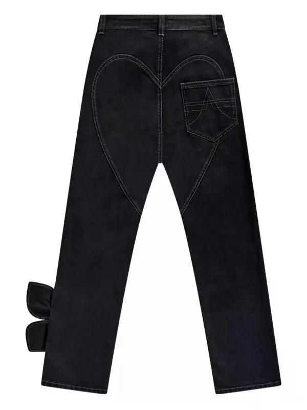 AREA Bow Embellished Straight-leg Jeans