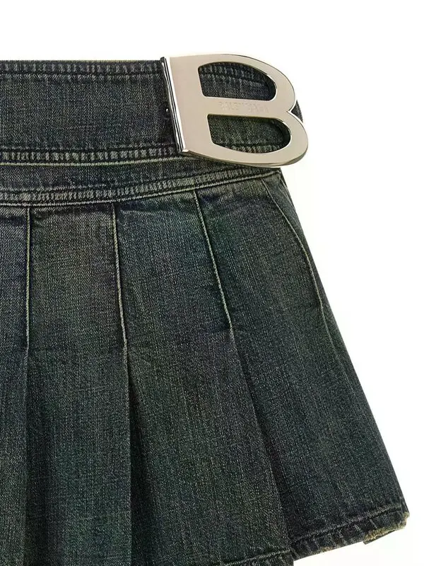 Balenciaga B-buckle Pleated Mini Skirt - Blue