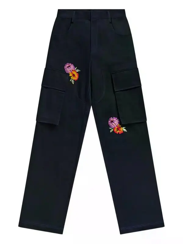 AREA Embroidered Flower Cargo Trousers