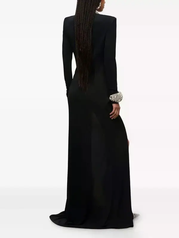 AREA Crystal-embellished Draped Gown
