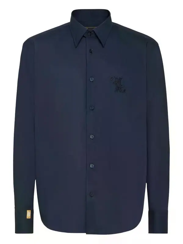 BILLIONAIRE Embroidered Cotton Shirt - Blue