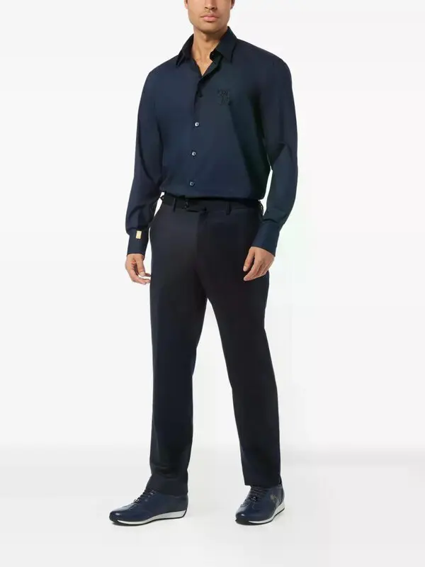 BILLIONAIRE Embroidered Cotton Shirt - Blue