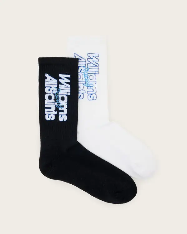 ALLSAINTS Williams X Jacquard Socks 2 Pack - White/black