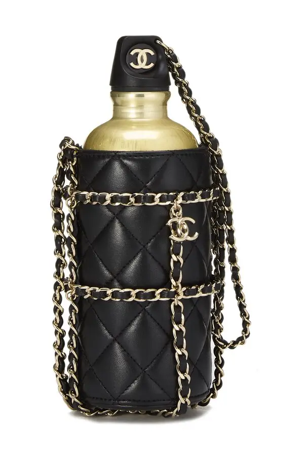 Chanel Lambskin Water Bottle Holder And Bottle