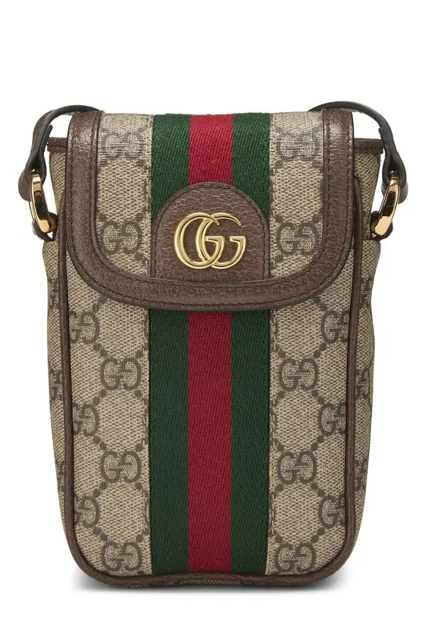 Gucci Original Gg Supreme Canvas Web Ophidia Phone Holder - Brown