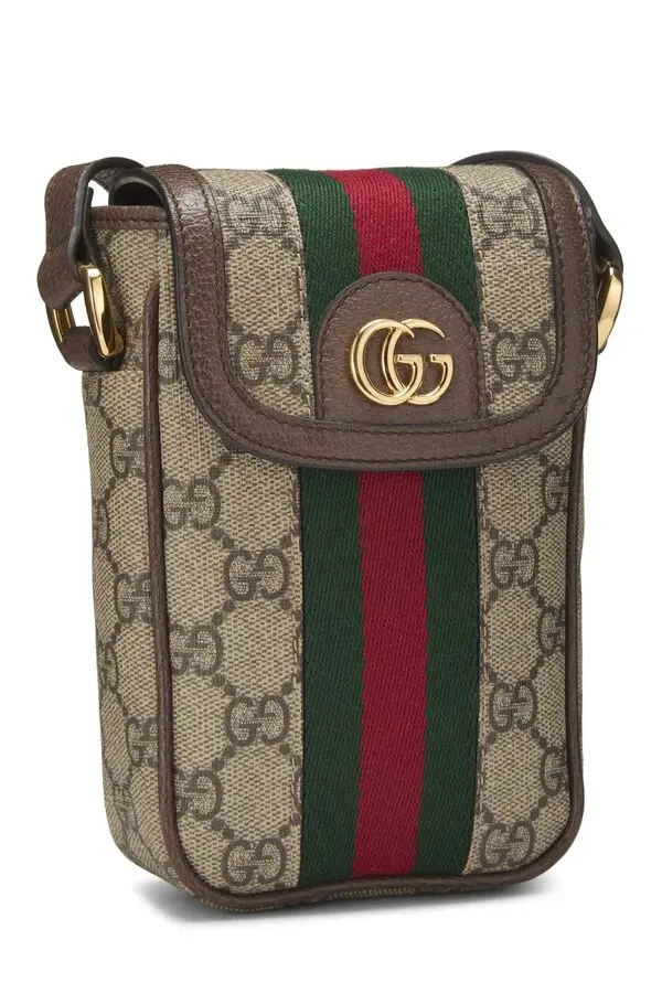Gucci Original Gg Supreme Canvas Web Ophidia Phone Holder