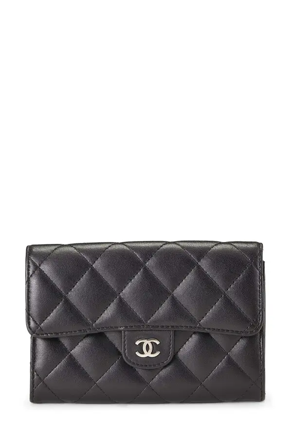 Chanel Lambskin Classic Flap Compact Wallet - Black