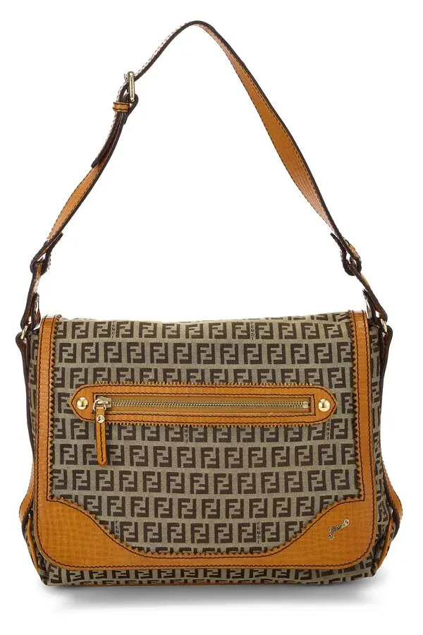 Fendi Zucchino Canvas Shoulder Bag - Orange