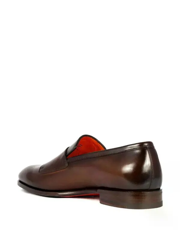 Santoni Leather Double-buckle Monk Shoes - Brown