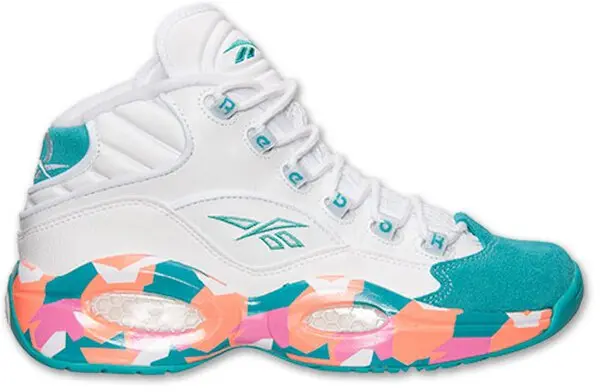 REEBOK Question Mid Noise Sneakers - White/solid Teal/fluorange