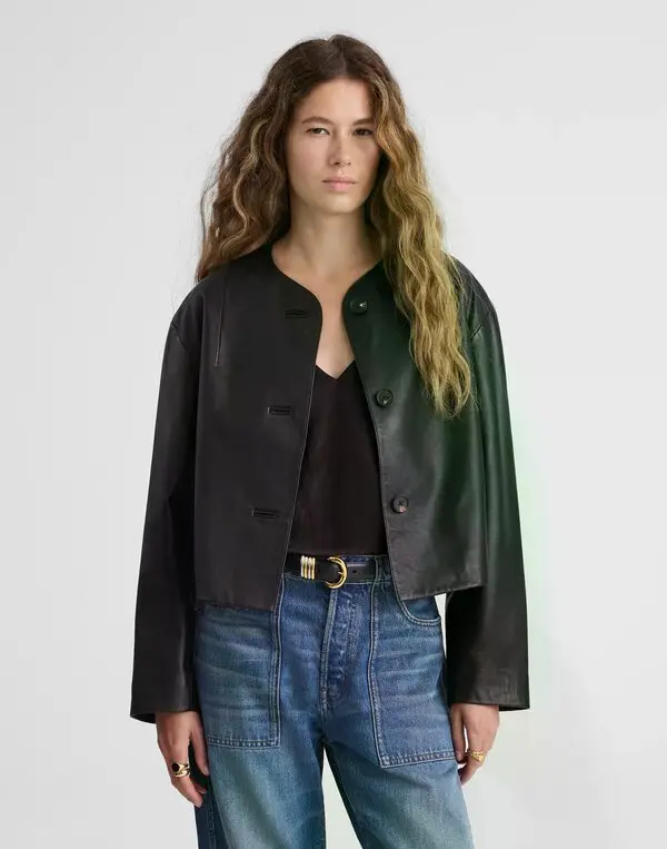 Madewell Leather Crop Cardigan Jacket
