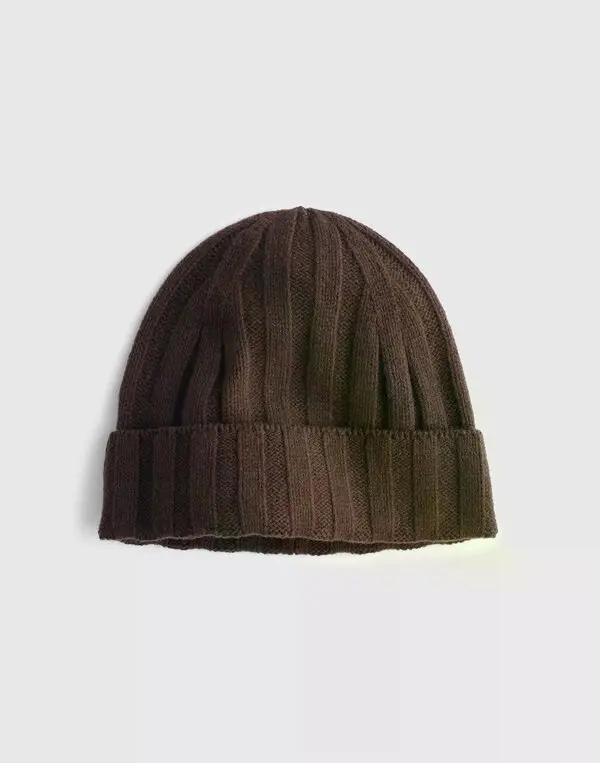 Madewell Ribbed Heritage Merino Wool Beanie - Heather Dark Brown