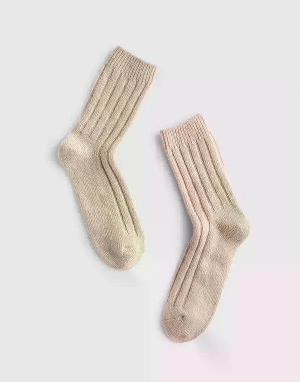 Madewell Ribbed Trouser Socks - Hthr Oatmeal