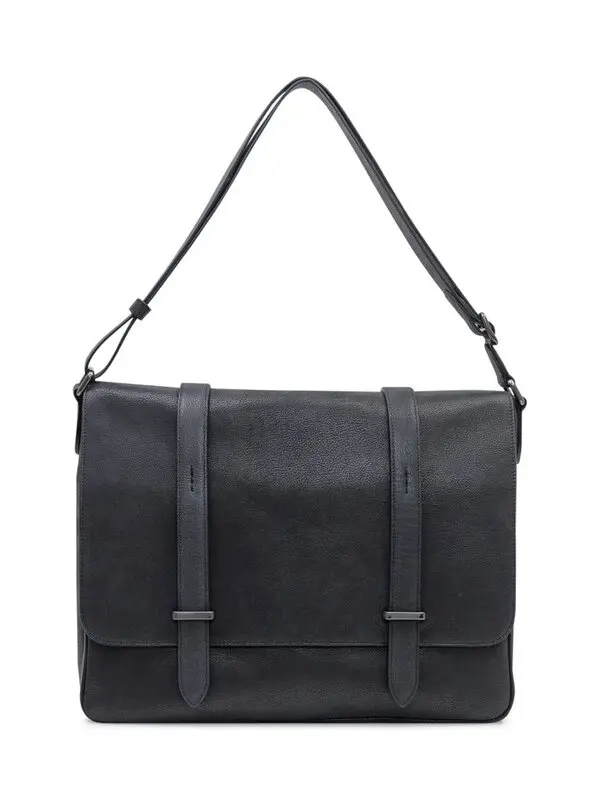 ORTIGNI Jones Leather Messenger Bag - Black