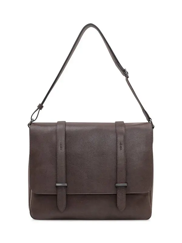 ORTIGNI Jones Leather Messenger Bag - Brown