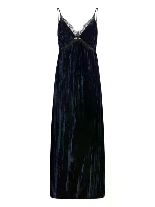 chinese dress ladies Black Richelieu Velvet Slip Dress – FARM Rio main image 1